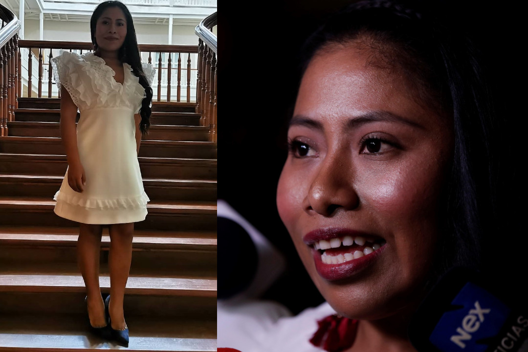 Yalitza llegó protegida y bien sencilla a recibir la Llave de la ciudad ...